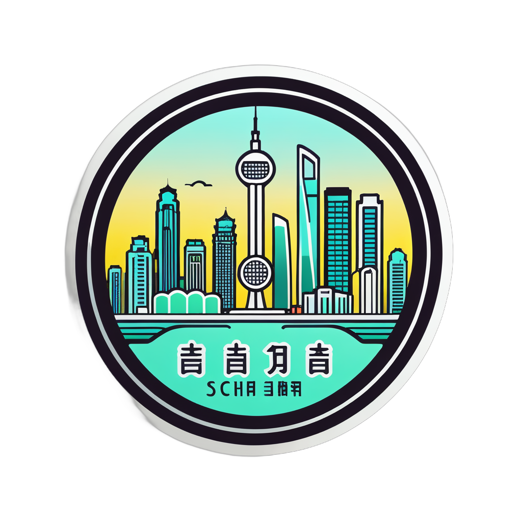 I made an AI sticker of city land marker of shanghai