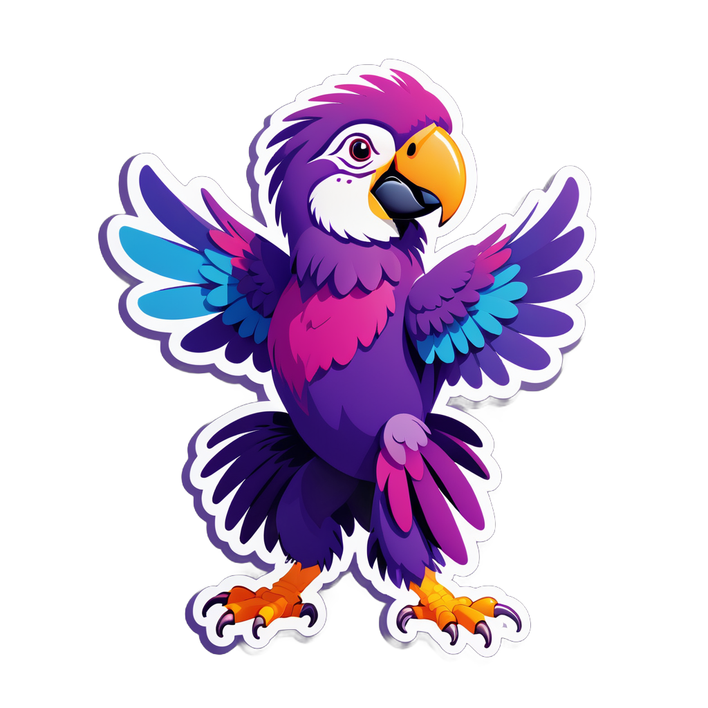 I made an AI sticker of Purple parrot dancing