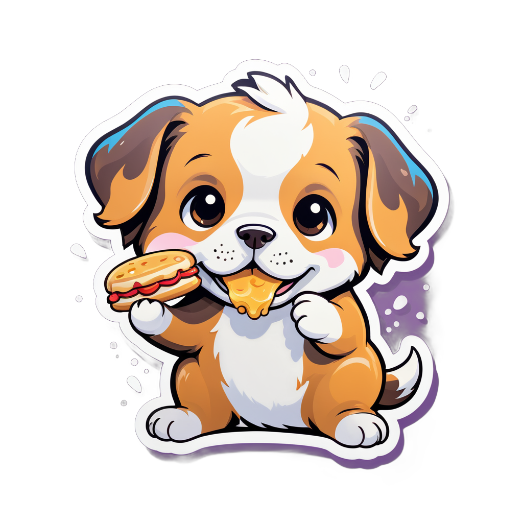 I made an AI sticker of a cute dog eating