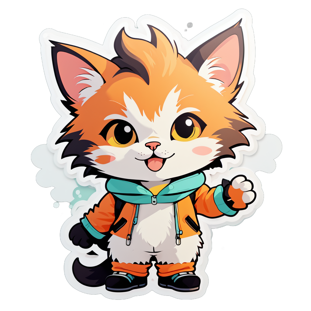 I made an AI sticker of Young furry cat like boy