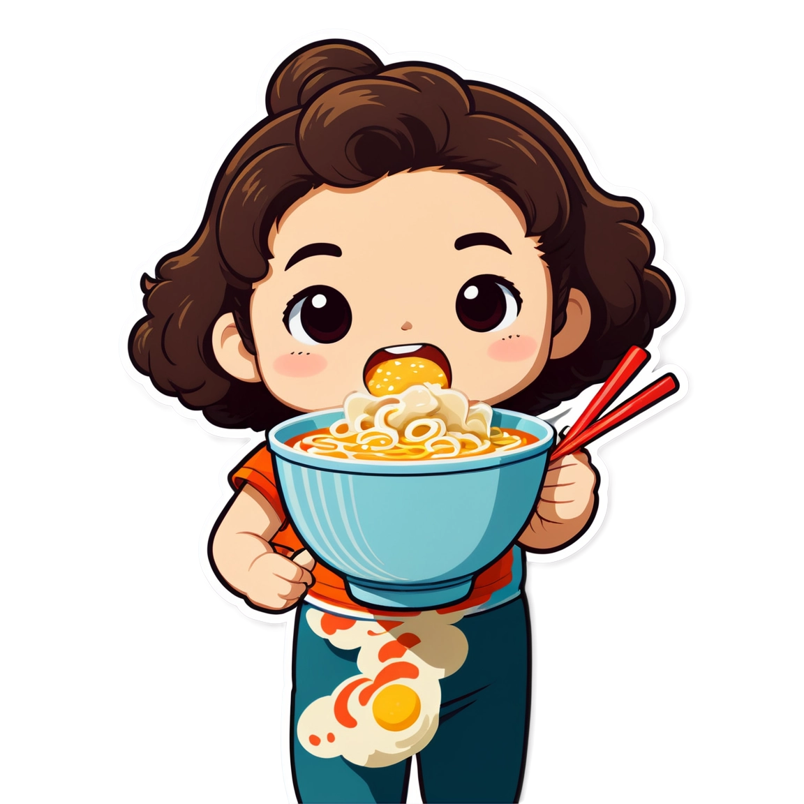 I made an AI sticker of A cartoon character eating ramen