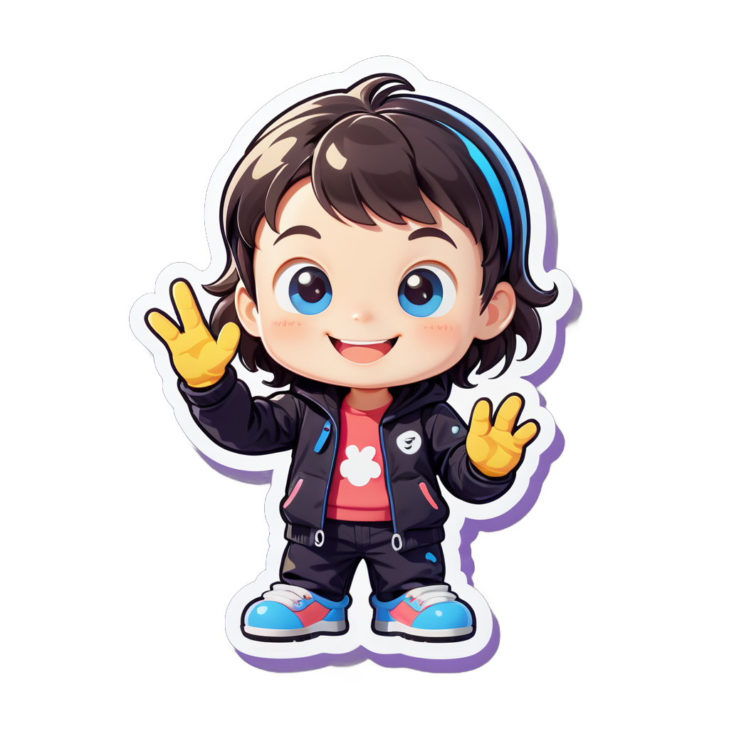 I made an AI sticker of “small happy programer waving”
