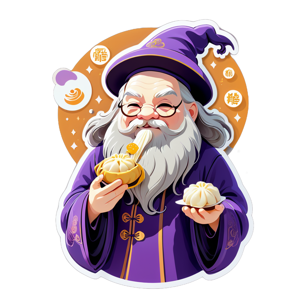 I made an AI sticker of dumbledore eating Chinese dumpling