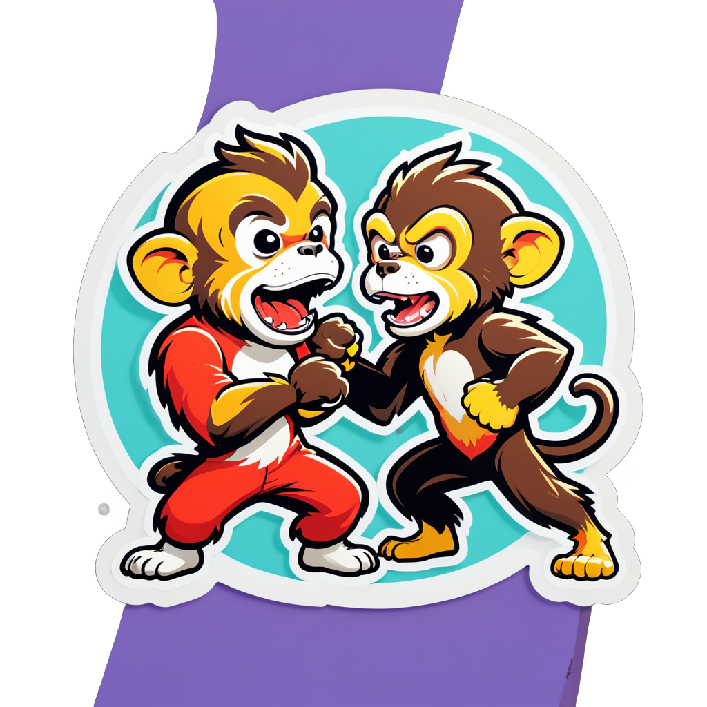 I made an AI sticker of Monkey fight Dog
