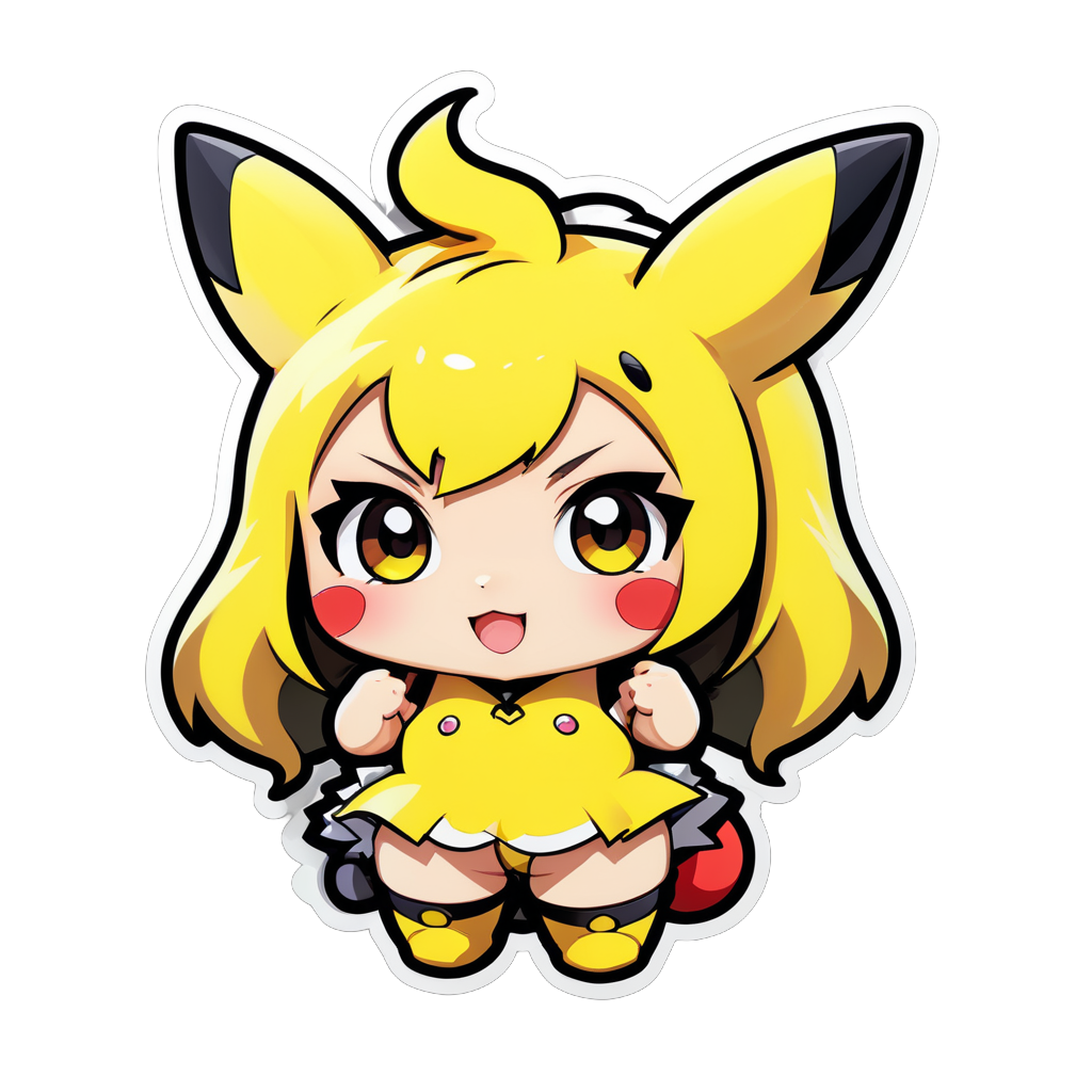 I made an AI sticker of chibi pikachu naughty girl
