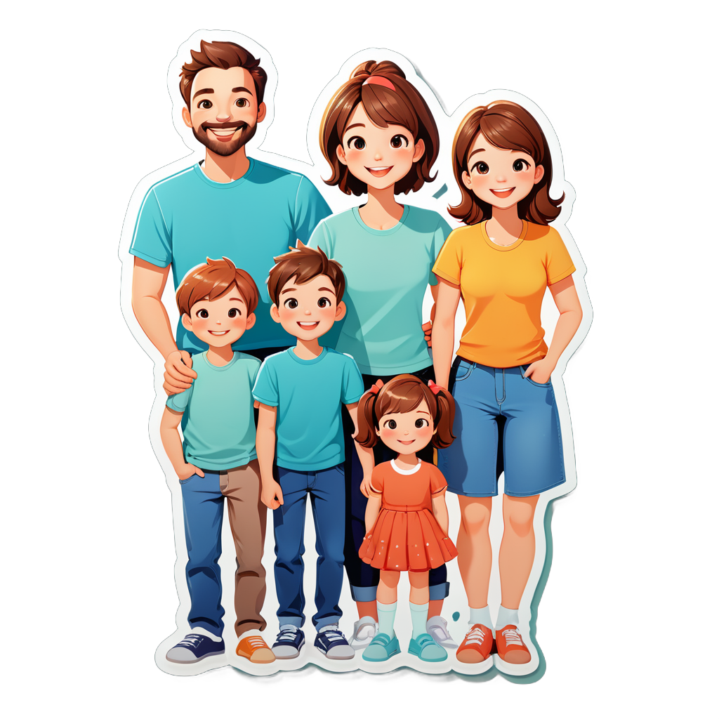 I made an AI sticker of a family photo of parents and son and daught ...