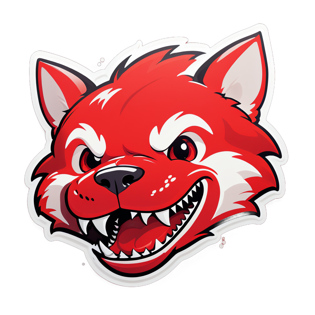 I made an AI sticker of Cute red shark wolf face