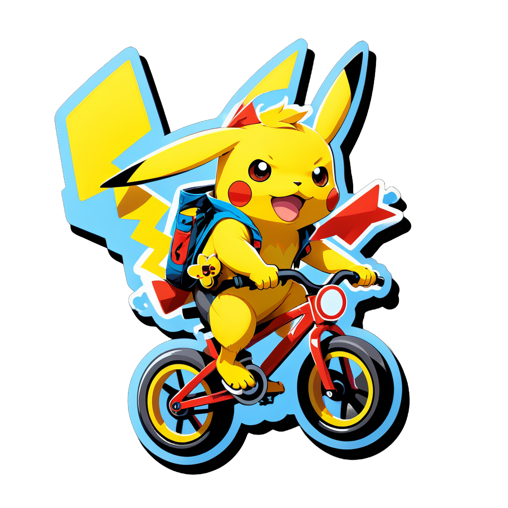 I made an AI sticker of pikachu riding a bike