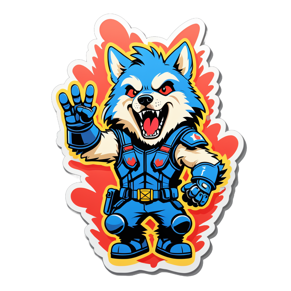I made an AI sticker of war wolf high five