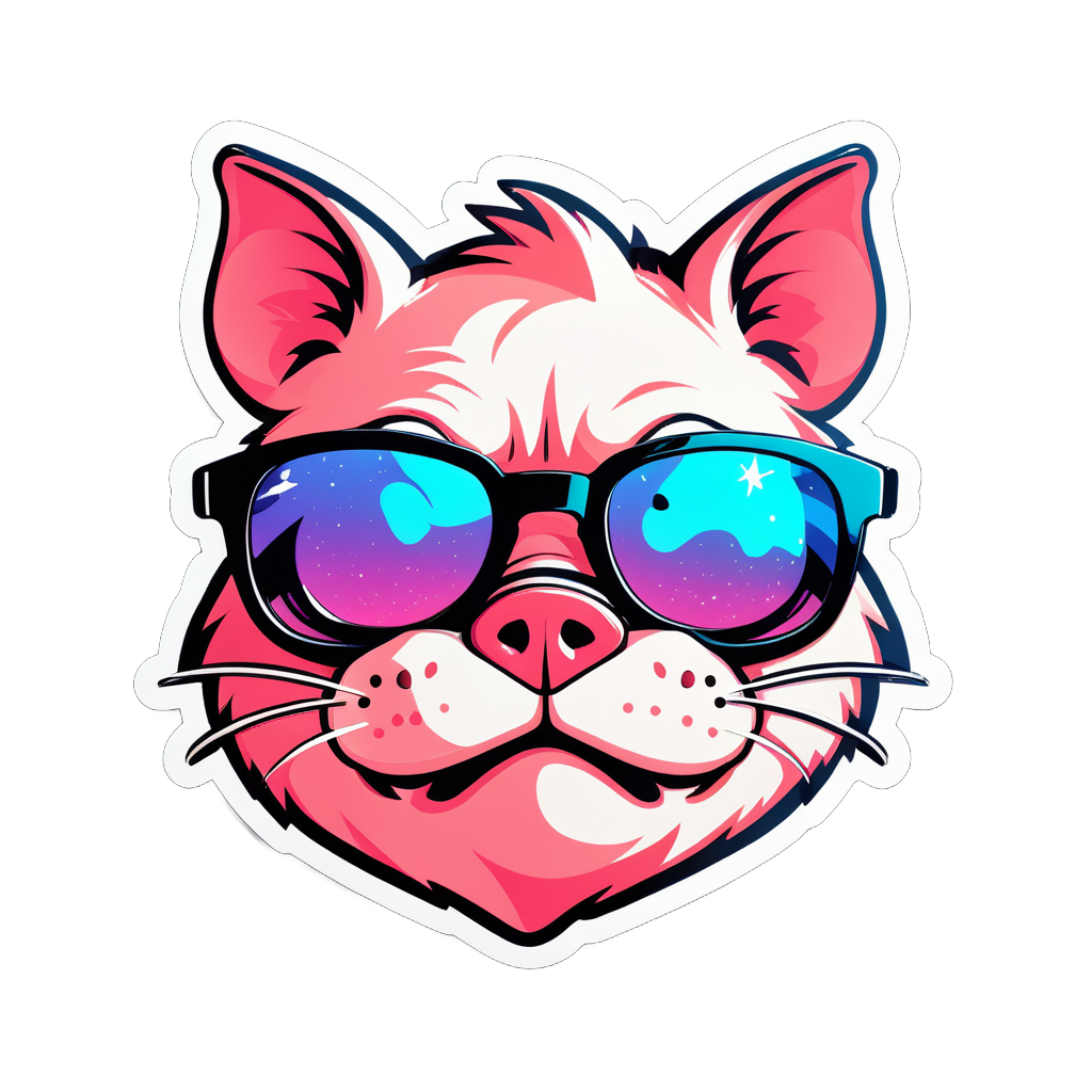 I made an AI sticker of cool pig head cat with sunglasses