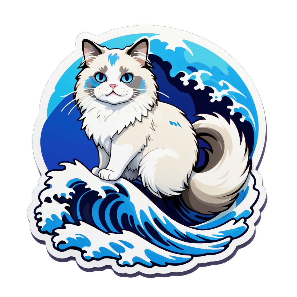I made an AI sticker of kanagawa wave ragdoll cat