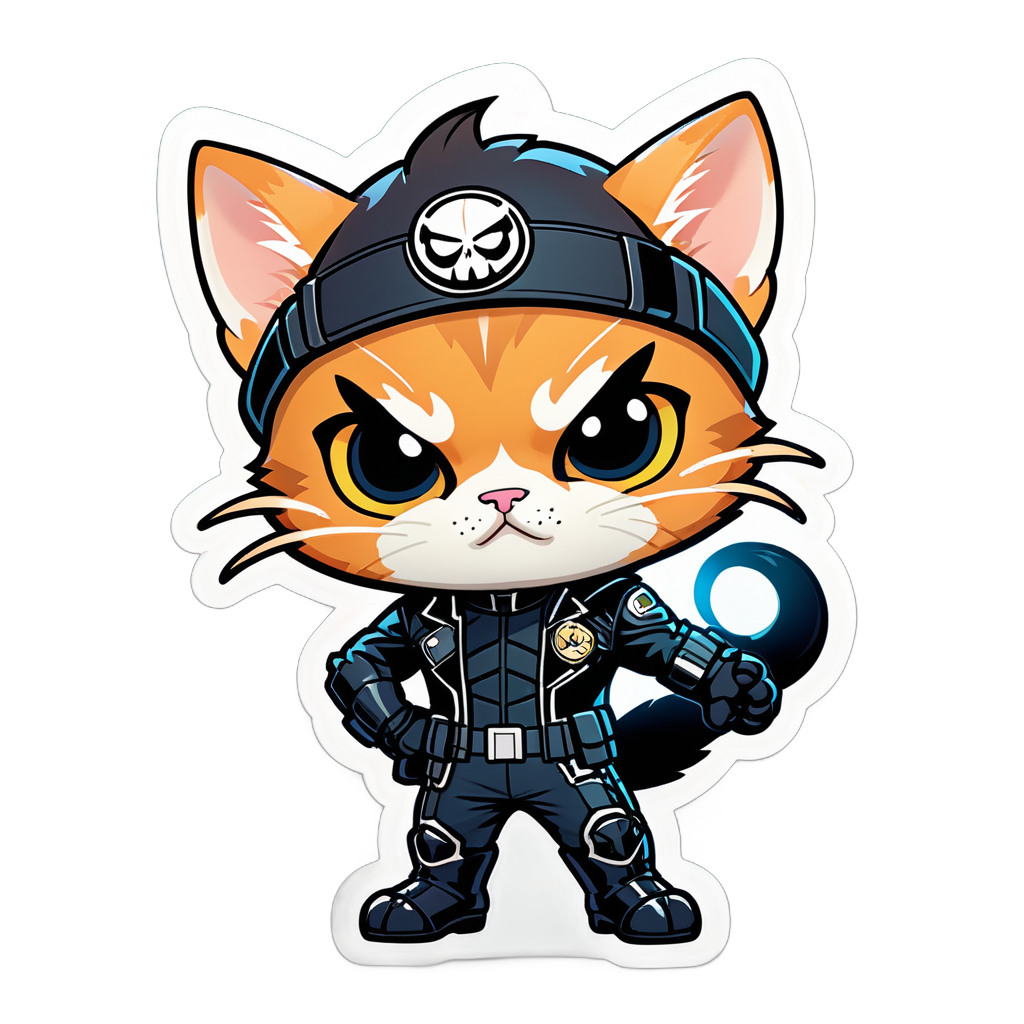 I made an AI sticker of cute chibi cat with nick fury costume