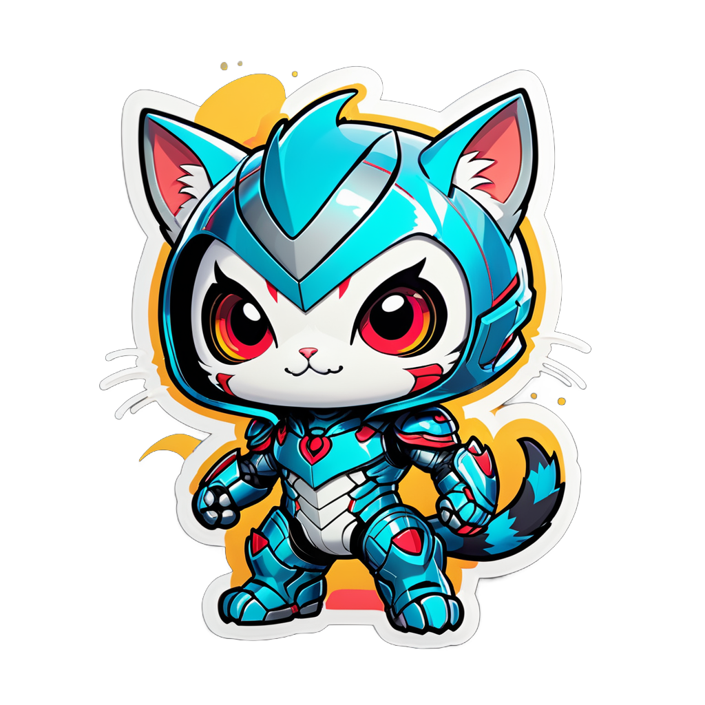 I made an AI sticker of cute chibi cat with ultron costume