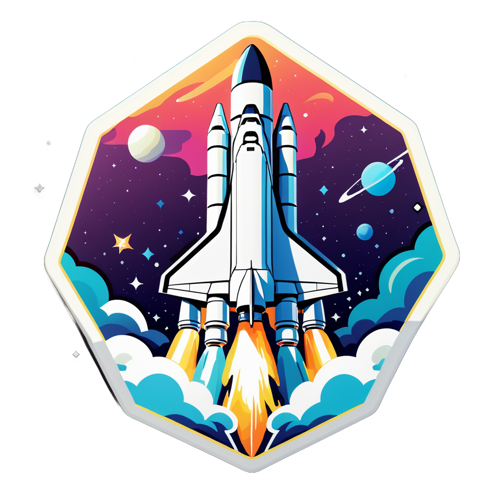 I made an AI sticker of a hexagon shaped spaceshuttle launch