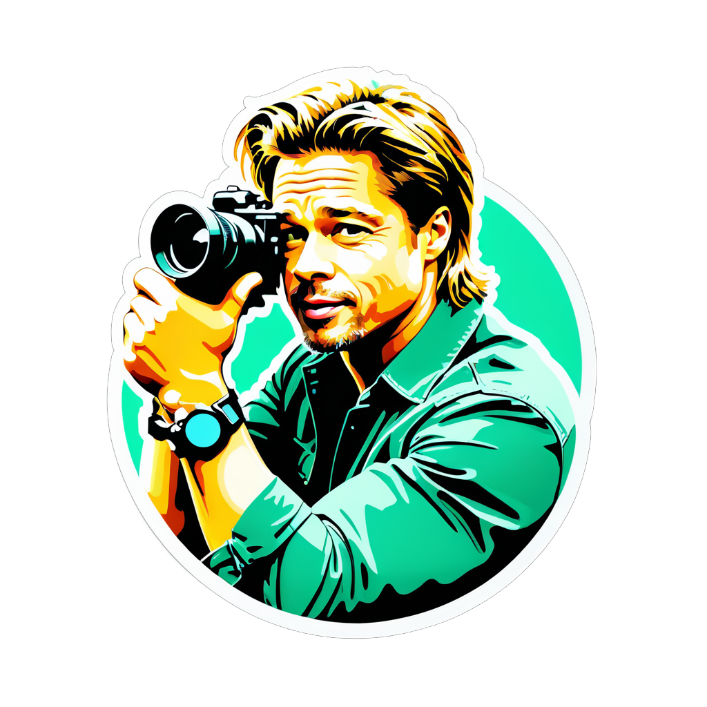 I made an AI sticker of Brad pitt as a photographer