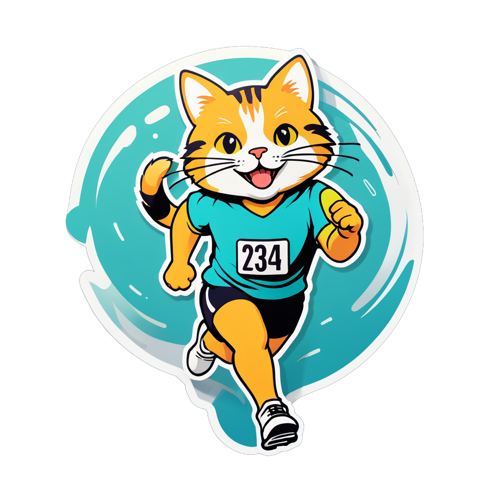 I made an AI sticker of a cat running a marathon
