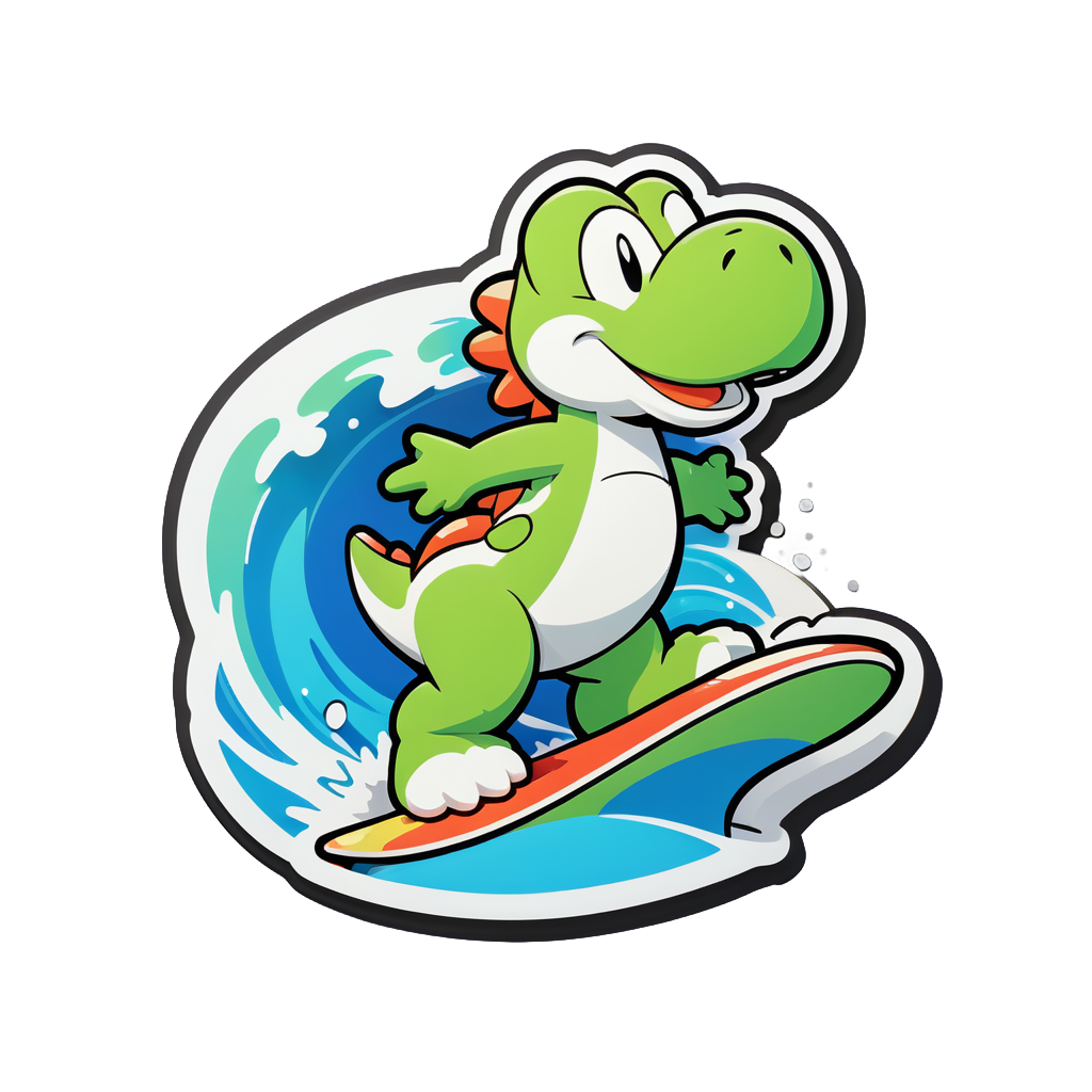 I made an AI sticker of Yoshi surfing