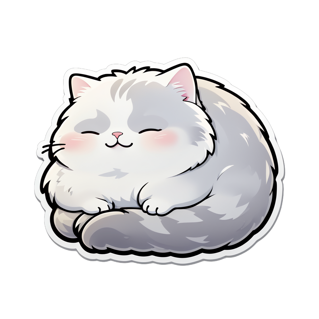 I made an AI sticker of a cute and little fat Silver Gradual Cat is ...