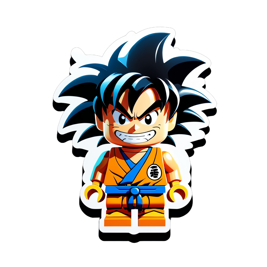 I made an AI sticker of goku with smile in Lego