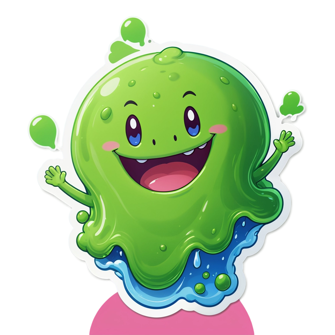 I made an AI sticker of A Slime waving his arms, smiling happily