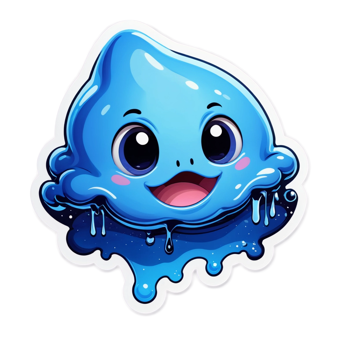 I made an AI sticker of A light blue magic Slime, cute eyes, drool ...