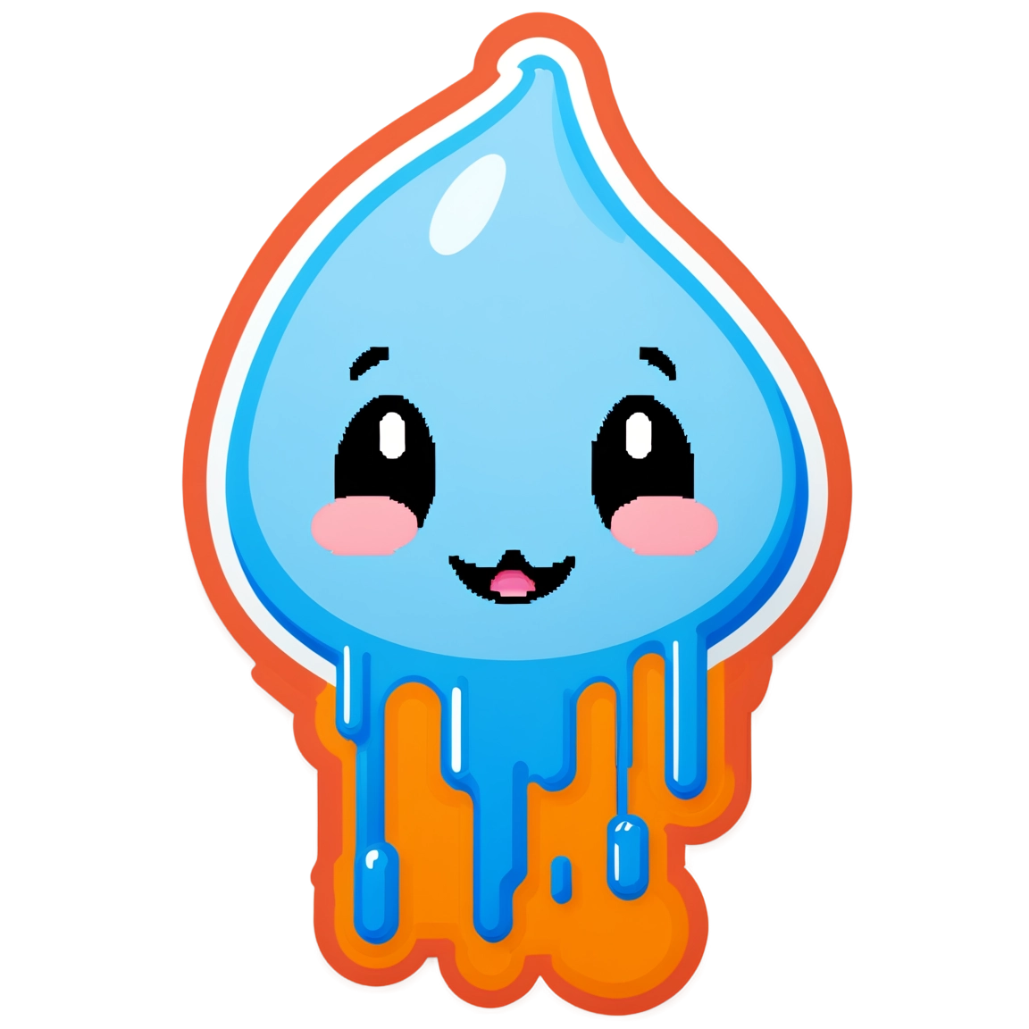 I made an AI sticker of A light blue magic Slime, drool，made of pixel ...