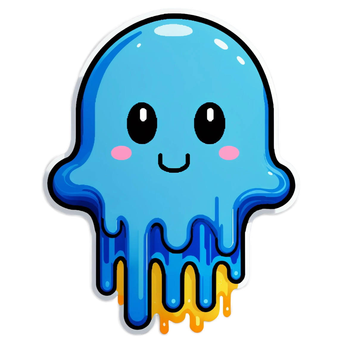I made an AI sticker of A light blue magic Slime, drool，made of pixel art