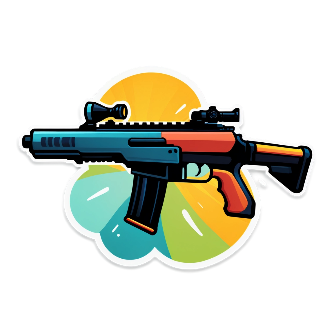 I made an AI sticker of shooter genre of game