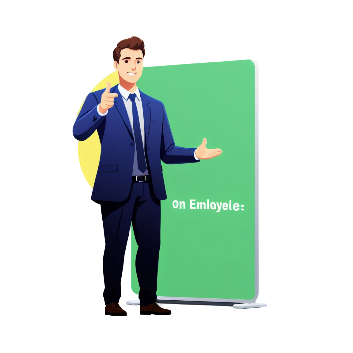 I made an AI sticker of A manager introduces an employee on a big screen