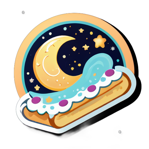 I made an AI sticker of moon bread bakery. Celestial. With more bread in it