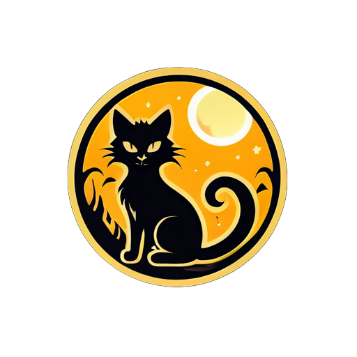 I made an AI sticker of bread shop logo, pagan theme, witch black cat moon