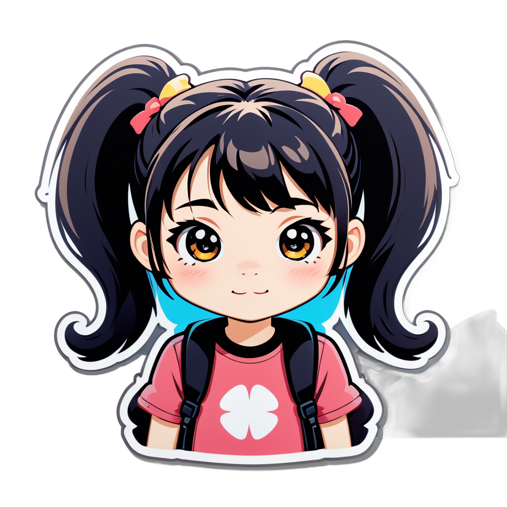I made an AI sticker of Cute JK double ponytail girl
