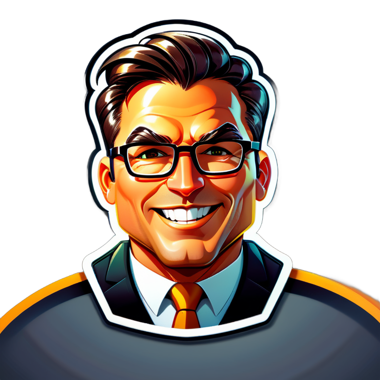 I made an AI sticker of smile boss with glasses