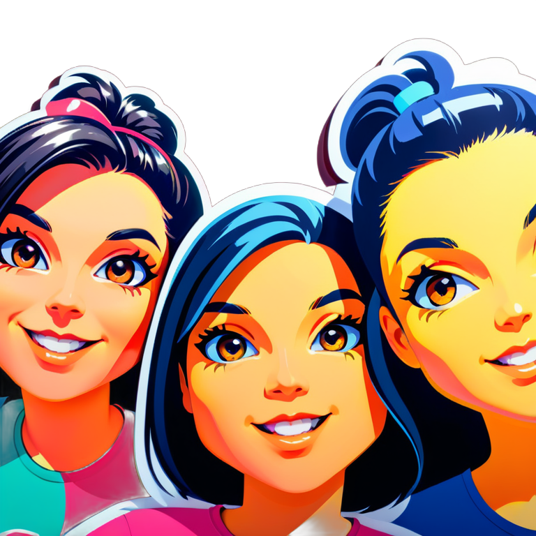 I made an AI sticker of three girl faces