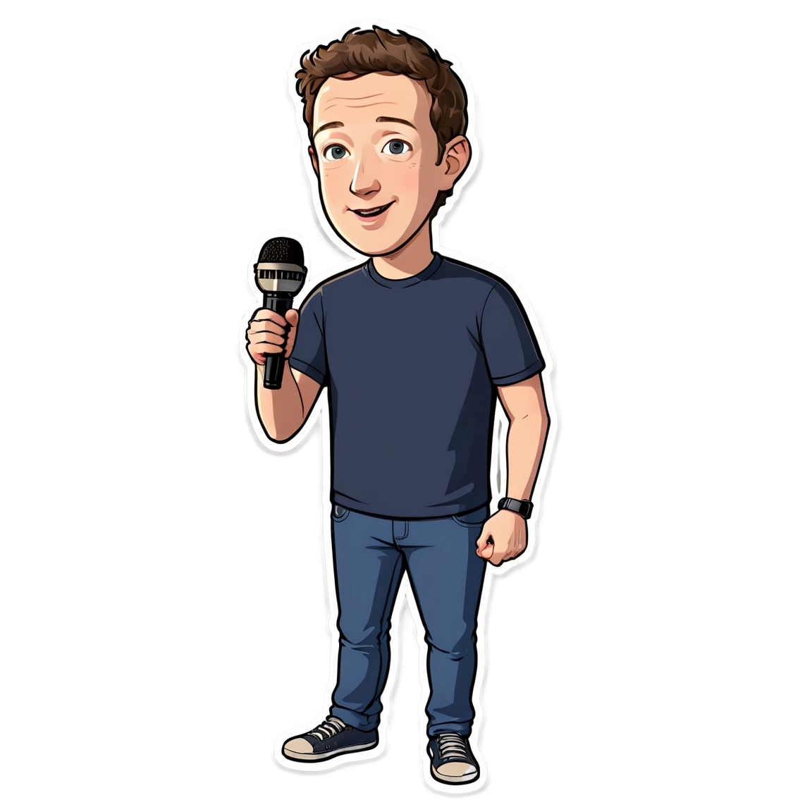 I made an AI sticker of cool cartoon Mark Zuckerberg holding a mic and ...