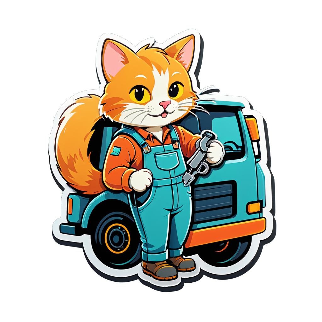 I made an AI sticker of Cat mechanic repairing a truck