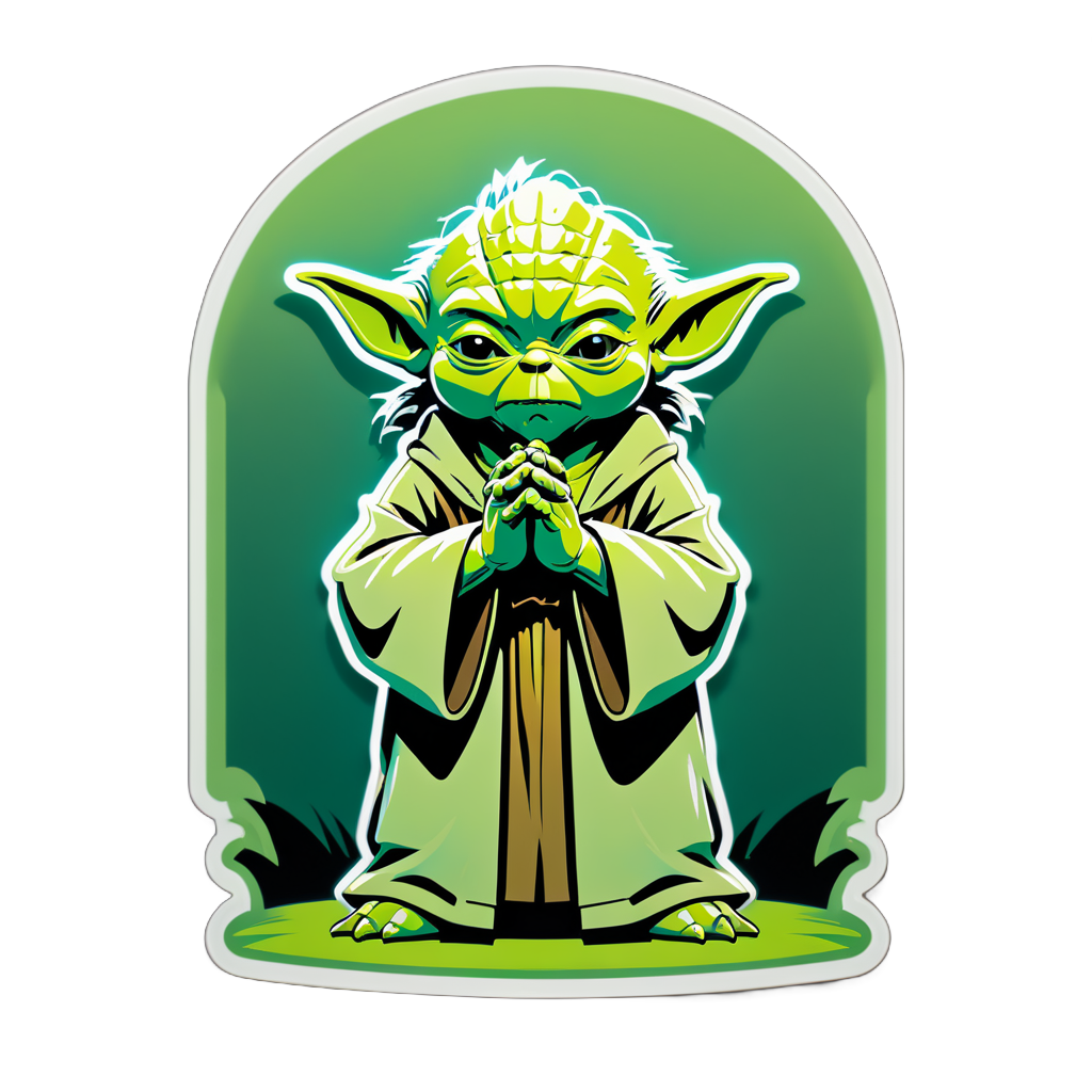 I made an AI sticker of Yoda is praying standing