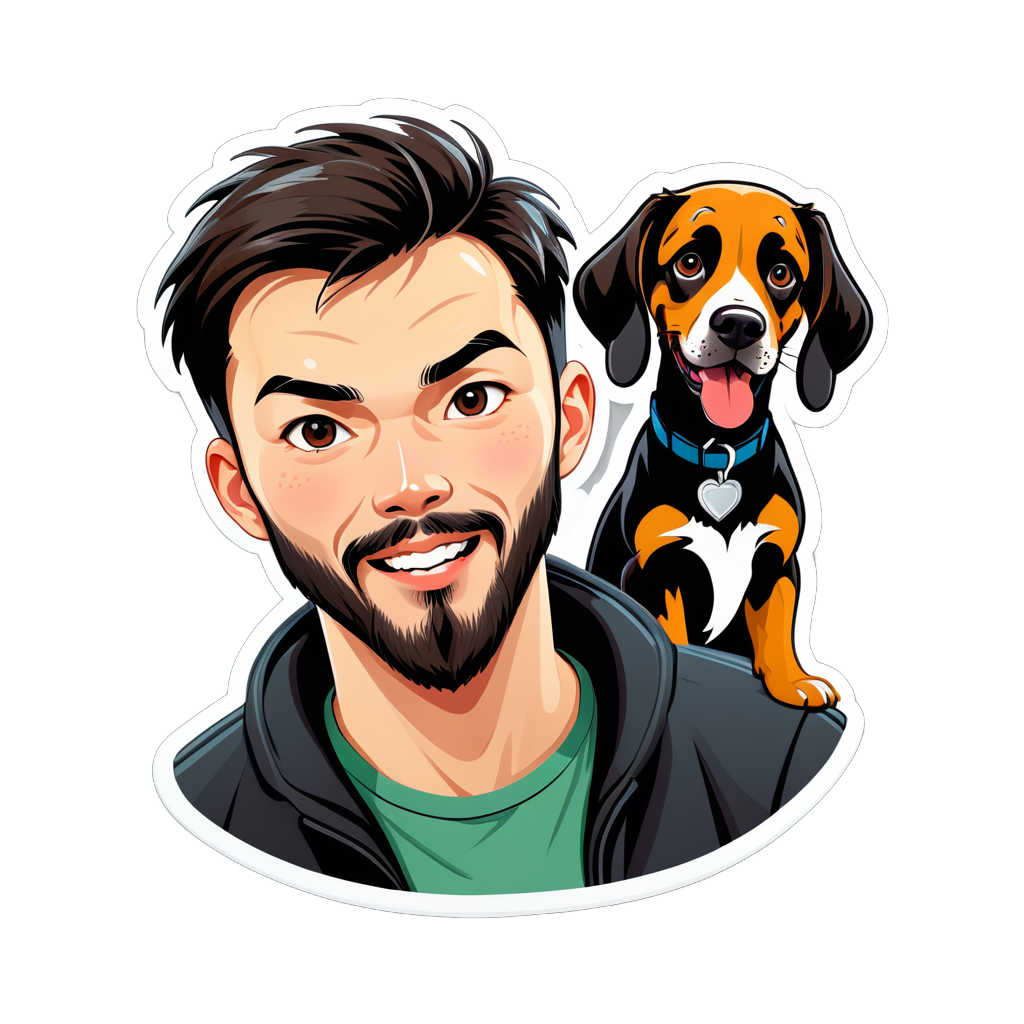 I made an AI sticker of Chinese guy ，squared face，short beard ，with a ...