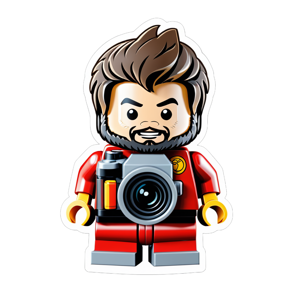 I made an AI sticker of Chinese guy ，short beard with camera， lego ...