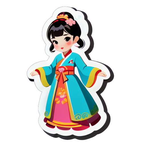 I made an AI sticker of Manchu dress girl