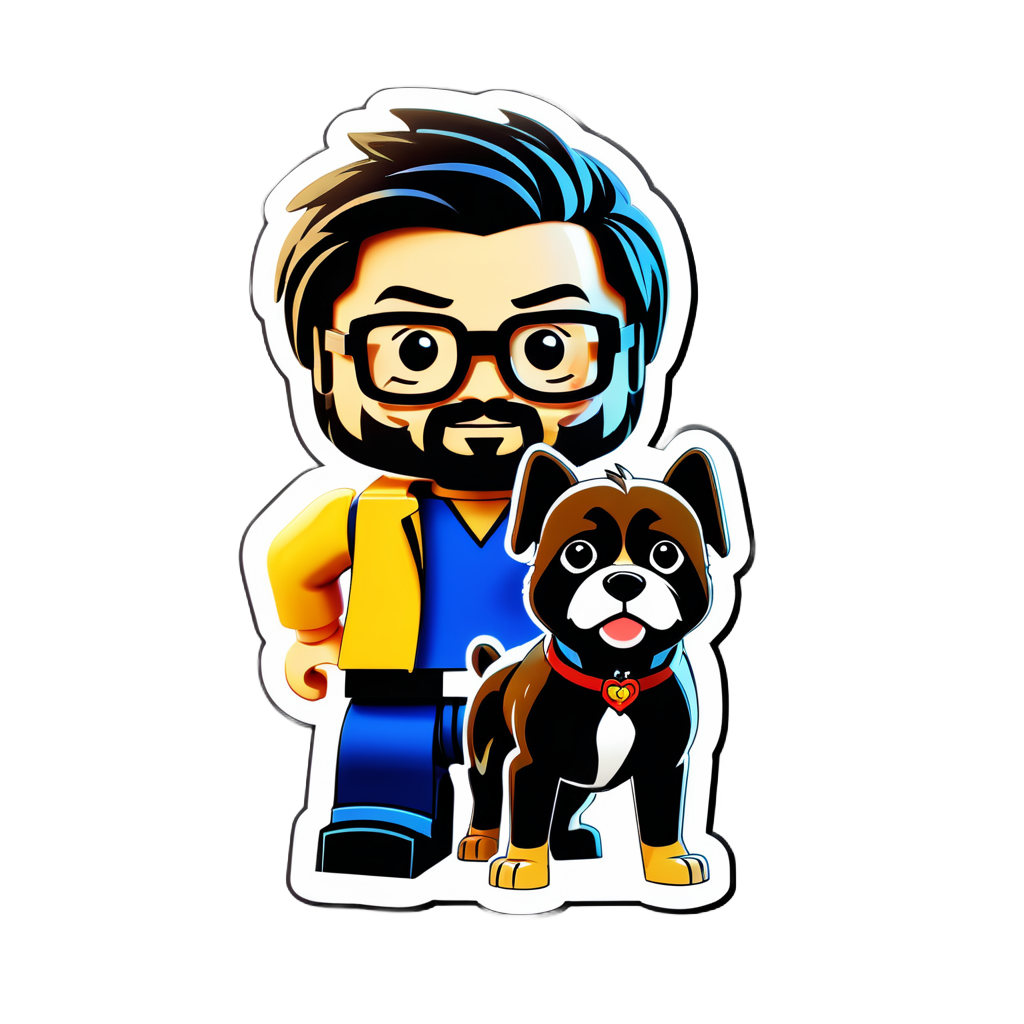 I made an AI sticker of Chinese guy wearing glass，short beard and a ...