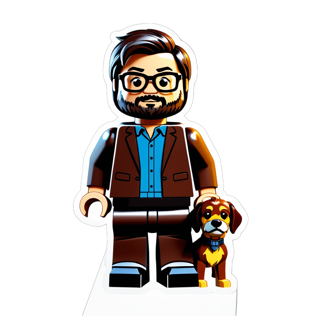 I made an AI sticker of Chinese guy wearing glass，short beard and a ...