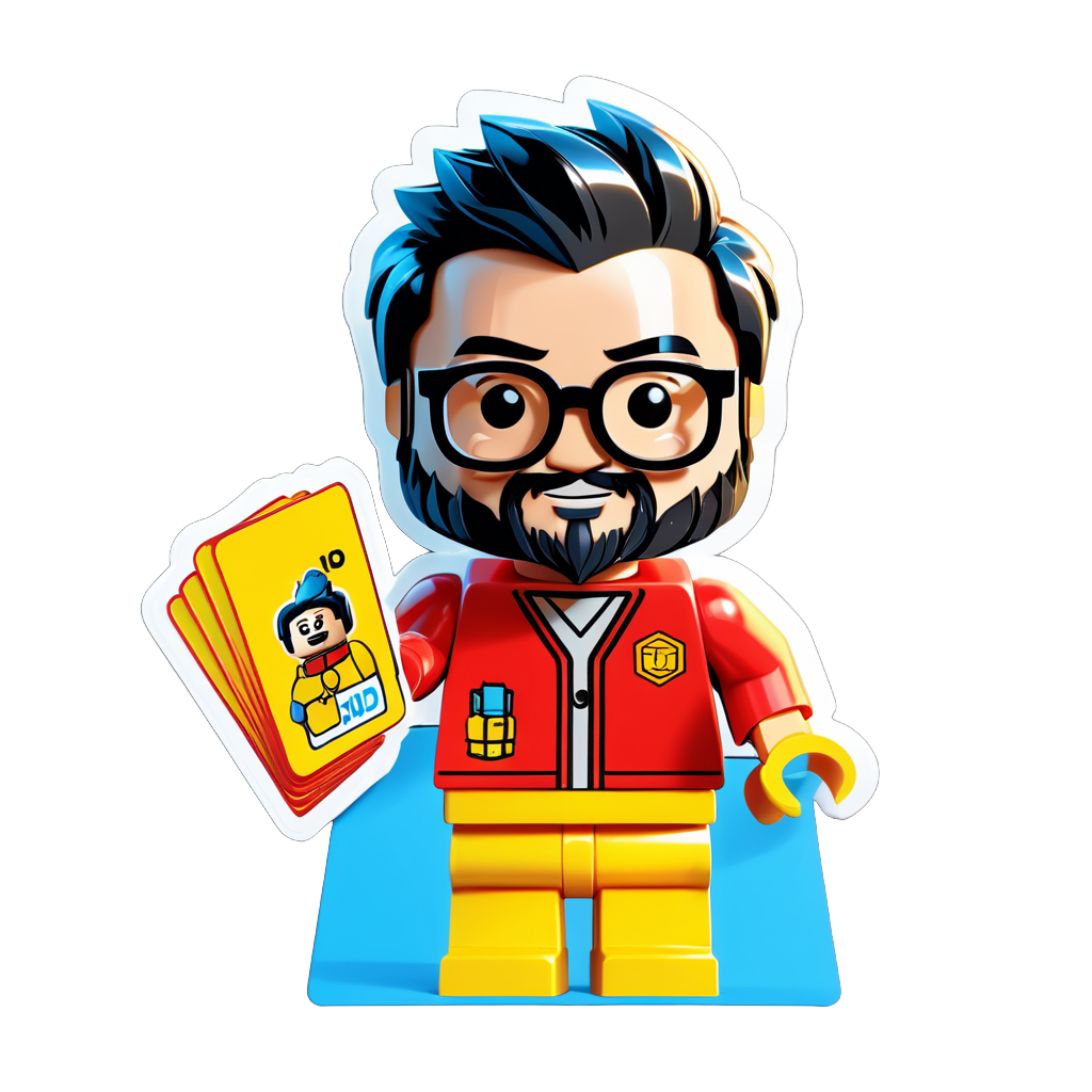 I made an AI sticker of Chinese guy wearing glass，short beard ，hold uno ...