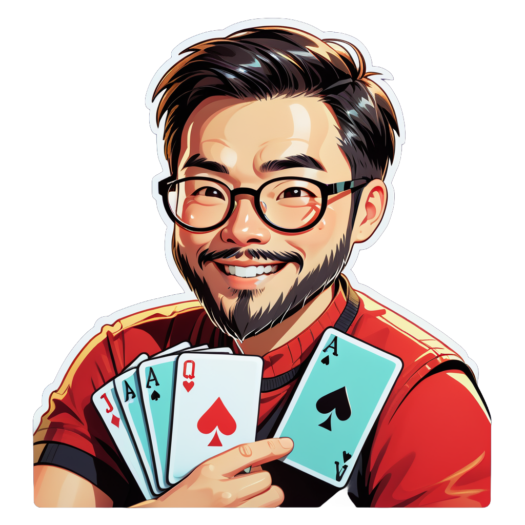 I made an AI sticker of Chinese guy wearing glass，short beard ，playing ...