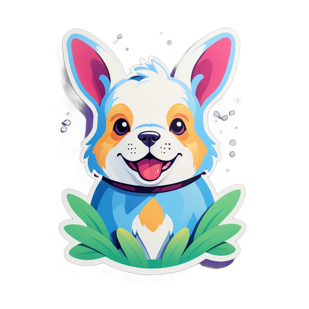 I made an AI sticker of A dog with rabbit elements