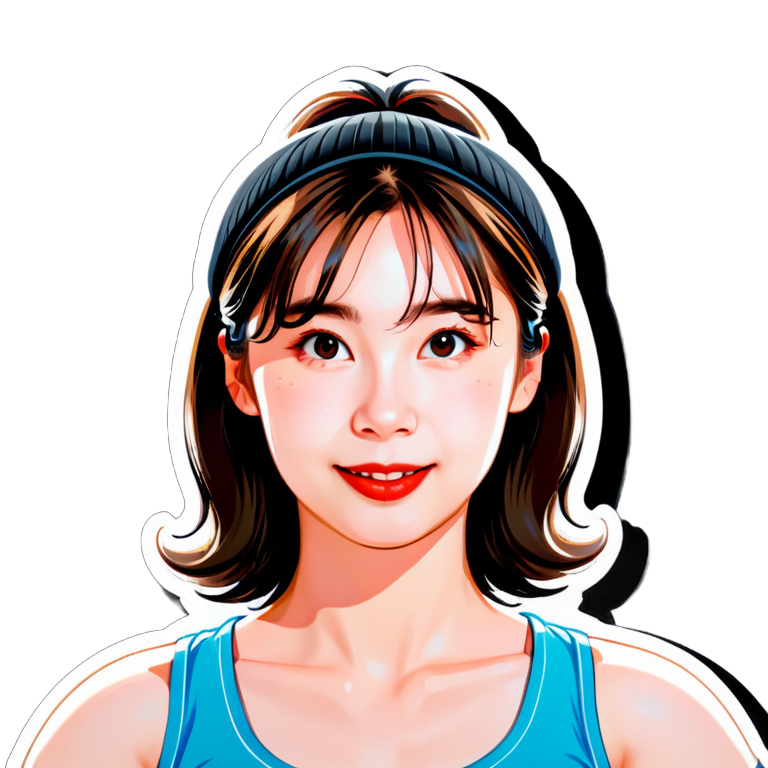 I made an AI sticker of Upper body, tights, sporty style, cute, happy