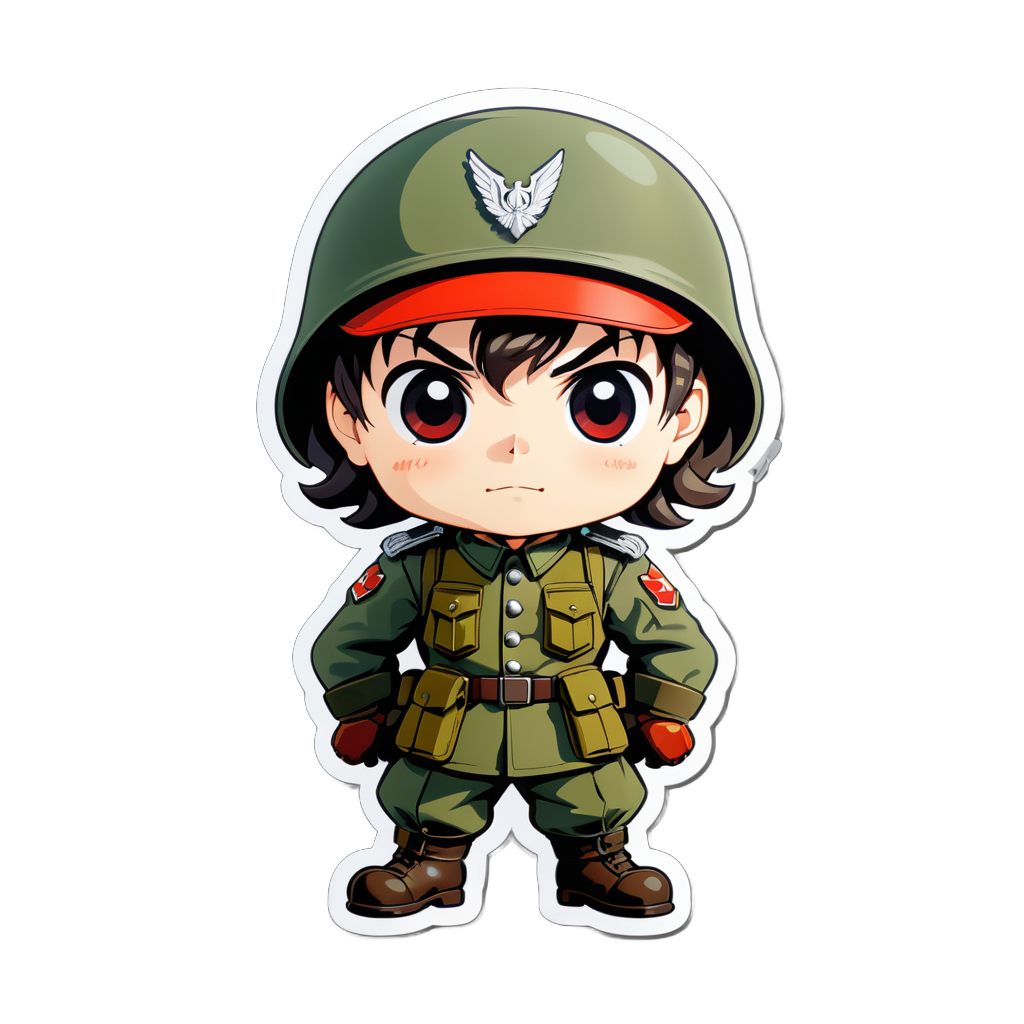 I made an AI sticker of a 1943 german soldier as a chibi anime character