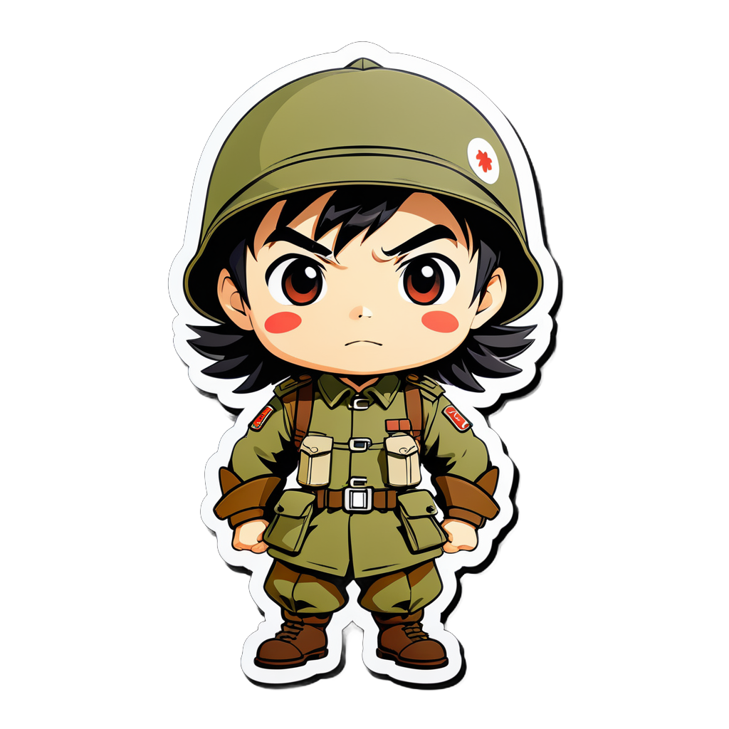 I made an AI sticker of a 1945 japanese soldier as a chibi anime character