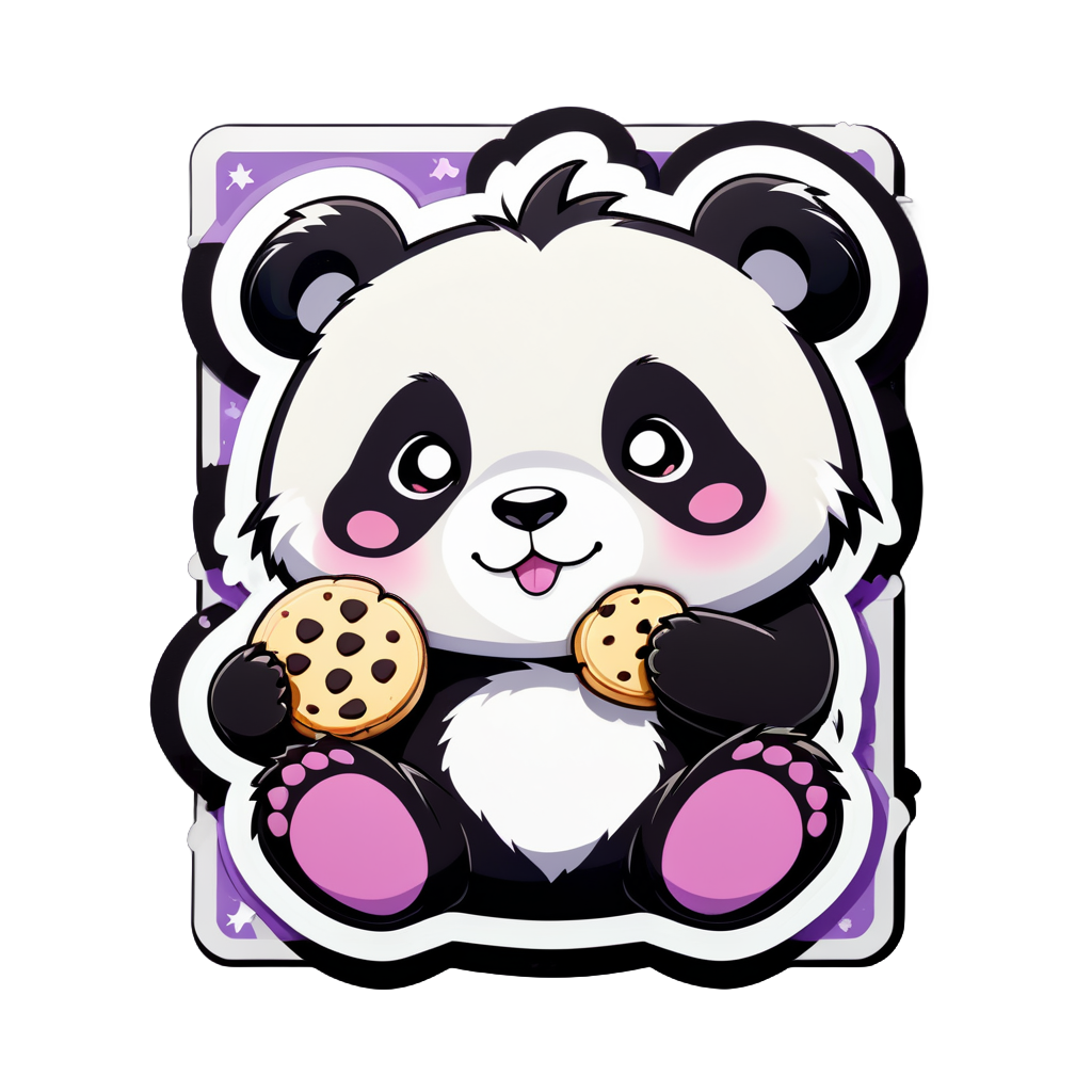 I made an AI sticker of cute panda eating cookie