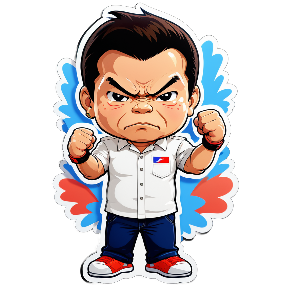 I made an AI sticker of chibi rodrigo duterte showing closed fists